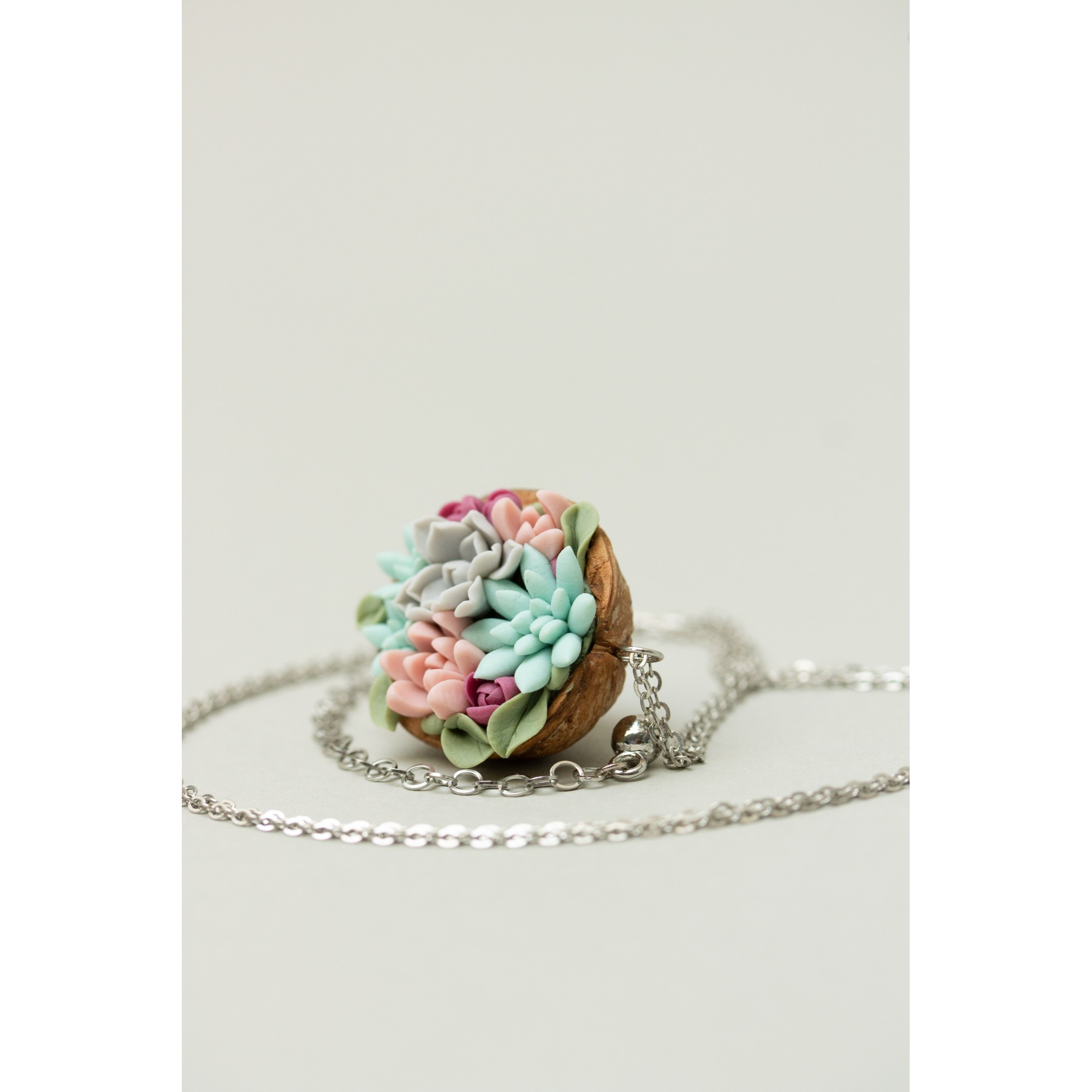 Unique Succulent Nutshell Necklace